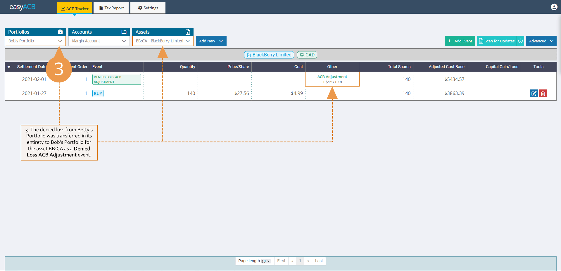 Superficial loss from affiliation transferred into local portfolio via ...